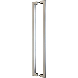 BARNSMITH 24 Inches Barn Door Push Pull Hande,Square Commercial Door Handle Pull Set, Grade-304 Stainless Steel Square Rectangular Shape Entrance Entry Front Handle for Office Store Garage