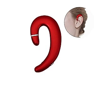 Sunffice Ear Hook Bluetooth Wireless Headphone,Non Ear Plug Headset with Microphone,Single Ear Noise Cancelling Earphones Painless Wearing for Android Smartphones,iPhone14 13 12 11 X 8 (Red)