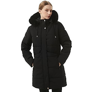 MOERDENG Women's Winter Puffer Coat Thicken Fleece Lined Down Jacket Waterproof Faux Fur Detachable Hooded Parka