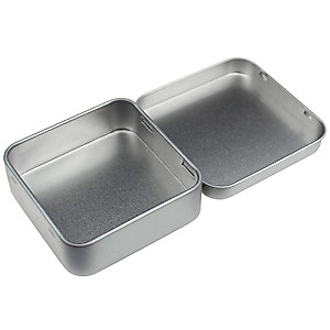 Goodma 12 Pieces Square Metal Empty Tins Home Storage Containers Organizer Mini Box with Hinged Lid, 2.76 x 2.76 x 0.79 inch (Silver)