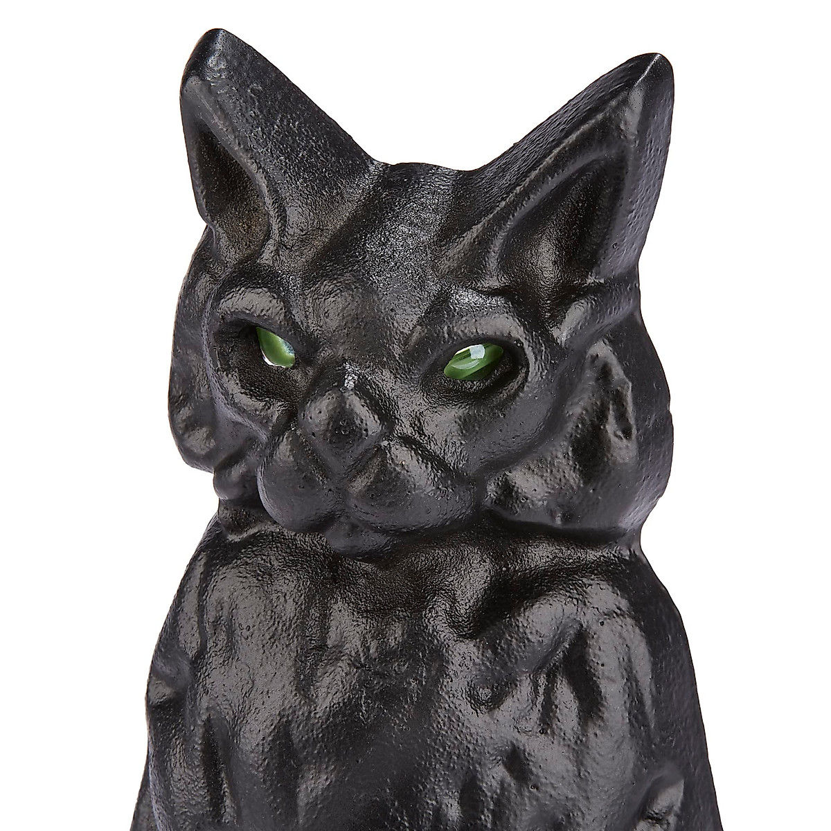 UniFlame, A-1251, Black Cast Iron Cat Fireplace Andirons with Reflective Glass Eyes