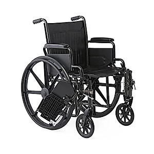 Medline K1 Basic Vinyl Wheelchair with Swing-Back Desk-Length Arms and Elevating Leg Rests, 16-Inch Wide Seat