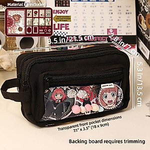 MILLEVIBE ITA Pencil Pouch Anime Display Pen Case Stationery Bag with Clear Insert & Stickers for Teens College Students (Black)