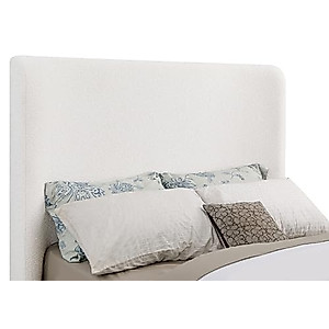 Coaster Home Furnishings Nala Contemporary Boucle Upholstered Eastern King Size Sleigh Bed Frame Platform Bed 57-inch Headboard Cream 302046KE