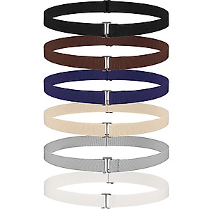 SATINIOR 6 Pcs No Show Invisible Women Flat Belts Buckle Stretch Elastic Belt for Jeans Pants Dresses (Vintage Color)