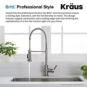 Kraus KPF-1690SFS Britt Pre-Rinse/Commercial Kitchen Faucet with Dual Function Sprayhead in all-Brite Finish, Spot Free Stainless Steel