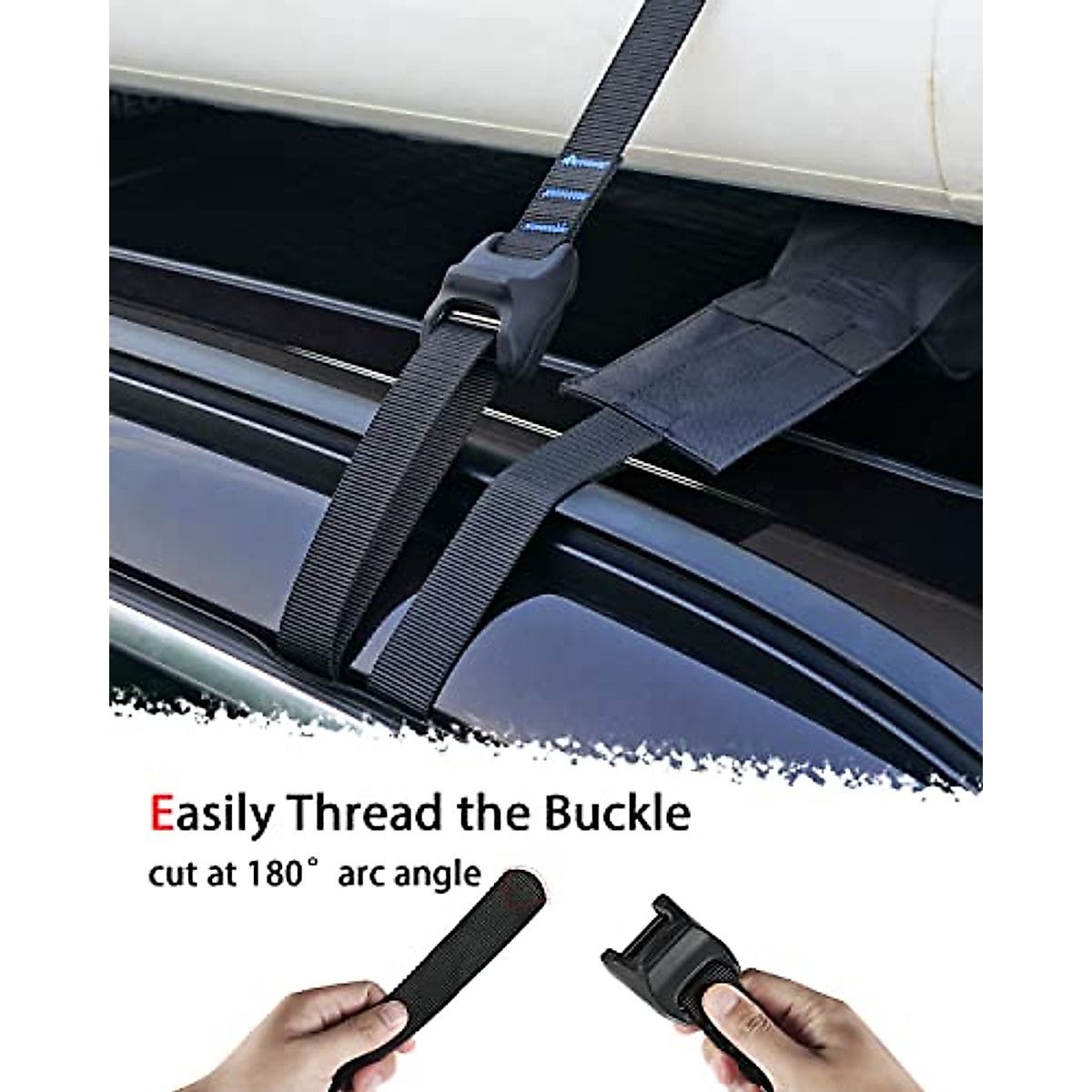 WONITAGO Premium 'No Scratch' Silicon Tie Down Cam Straps for Surfboards, Kayaks, SUP Paddleboards, Canoes, Snowboards 15ft (Pair)