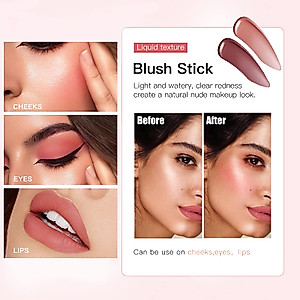 Liquid Blush Stick, Multi-Use Blush Beauty Wand Makeup for Face Cheeks, Silky & Smooth Waterproof Matte Liquid Blush Stick with Cushion Applicator, Natural Looking Face Tint Blush Makeup(#02 Blush)