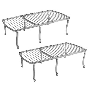 mDesign Expandable Wire Metal Kitchen Cabinet Shelf Rack - Adjustable Pantry, Countertop, Cupboard Shelf Organizer - Dish and Plate Storage Space-Saver, Hyde Collection, 2 Pack/4 Pieces, Silver