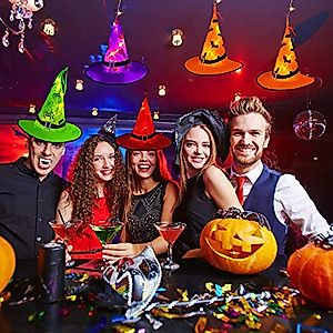 XTF2015 Halloween Decorations Outdoor, Upgraded 8pcs Hanging Lighted Glowing Witch Hat Lights, 44FT 104LED Waterproof Halloween Light for Outdoor,Garden, Trees, Party Decorations