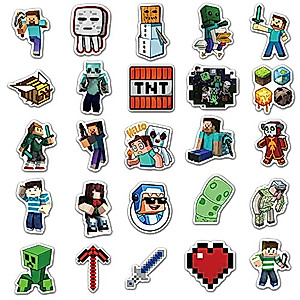 Potota Minecra_ft Stickers| 50 Pack |Vinyl Waterproof Stickers for Laptop,Bumper,Water Bottles,Computer,Phone,Hard hat,Car Stickers and Decals,(Minecra_ft-50)
