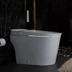 WOODBRIDGE Smart Bidet Toilet,Auto Open & Close,Foot Sensor Operation,Auto Flush,Heated Seat,Tankless One Piece Elongated Toilet,T-0099