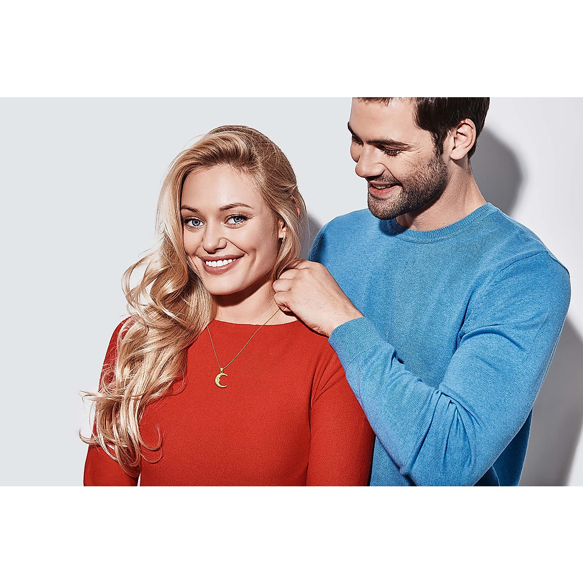 10k Solid Gold Smiling Crescent Moon Pendant for Necklace, Lunar Phase Jewelry, Astrology Gift for Her