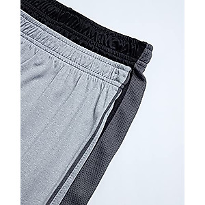 STX Boys' Active Shorts – 2 Pack Lightweight Athletic Shorts (Little Boy/Big Boy), Size 10/12, Black/Grey