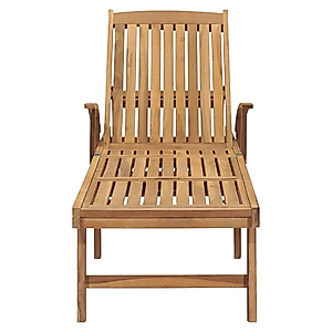 vidaXL Sun Lounger in Solid Teak Wood with Adjustable Backrest, and Wheels for Easy Mobility, Fine Sanded, Weather-Resistant