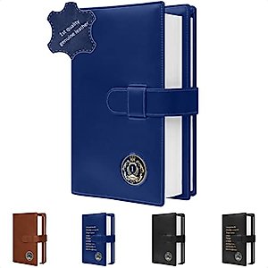 Genuine Leather Double AA Big Book Cover & 12 Steps & 12 Traditions | Medallion Holder | by Galileo | Perfect Gift | Alcoholics Anonymous (Genuine Leather, Navy Blue)