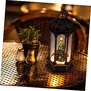 DOITOOL Christmas Lights Vintage Lantern LED Lantern Christmas Snow Globes Holiday Christmas Tabletop Lights Christmas Wind Lantern Plastic Xmas Light Vintage Christmas Light Tabletop Lamp