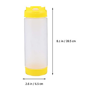 DOITOOL 2Pcs Squeeze Sauce Plastic Bottle 20oz Catchup Storage Bottle Ketchup Mustard Mayonnaise Squeeze Bottle Container Tomato Catchup Dispenser Yellow