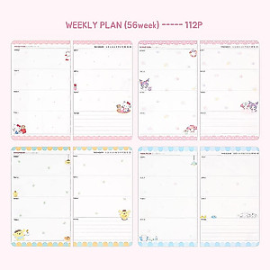 Kity Friends Cute Kitty Character 365 Daily Undated Planner Scheduler Diary 1PC (Mint)