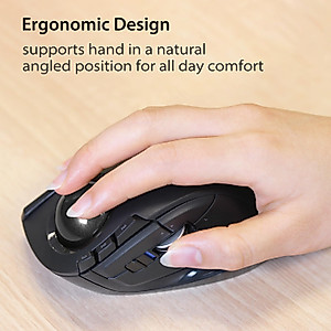 ELECOM DEFT Trackball Mouse, 2.4GHz Wireless, Finger Control, 8-Button Function with Smooth Tracking, Ergonomic Design, Optical Gaming Sensor, Windows11, macOS (M-DT2DRBK)