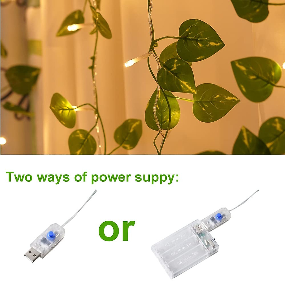 Opvande Lightd 12 Pcs Fake Ivy Vines Curtain String Light 240 LED, 8 Mode & Timer Green Hanging Fake Plant for Bedroom Wall Hanging Garden Home Room Jungle Party Indoor Outdoor