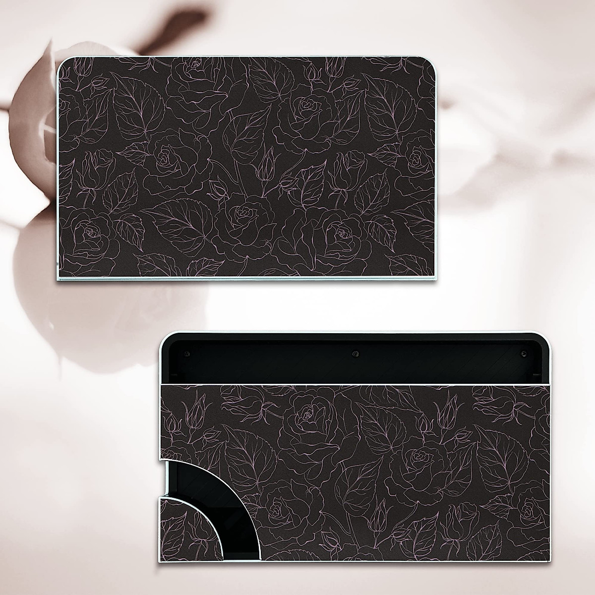 BelugaDesign Rose Switch Skin | Pastel Sticker Wrap Vinyl Decal | Flower Valentine Cute Compatible with Nintendo Switch (Switch OLED, Black)