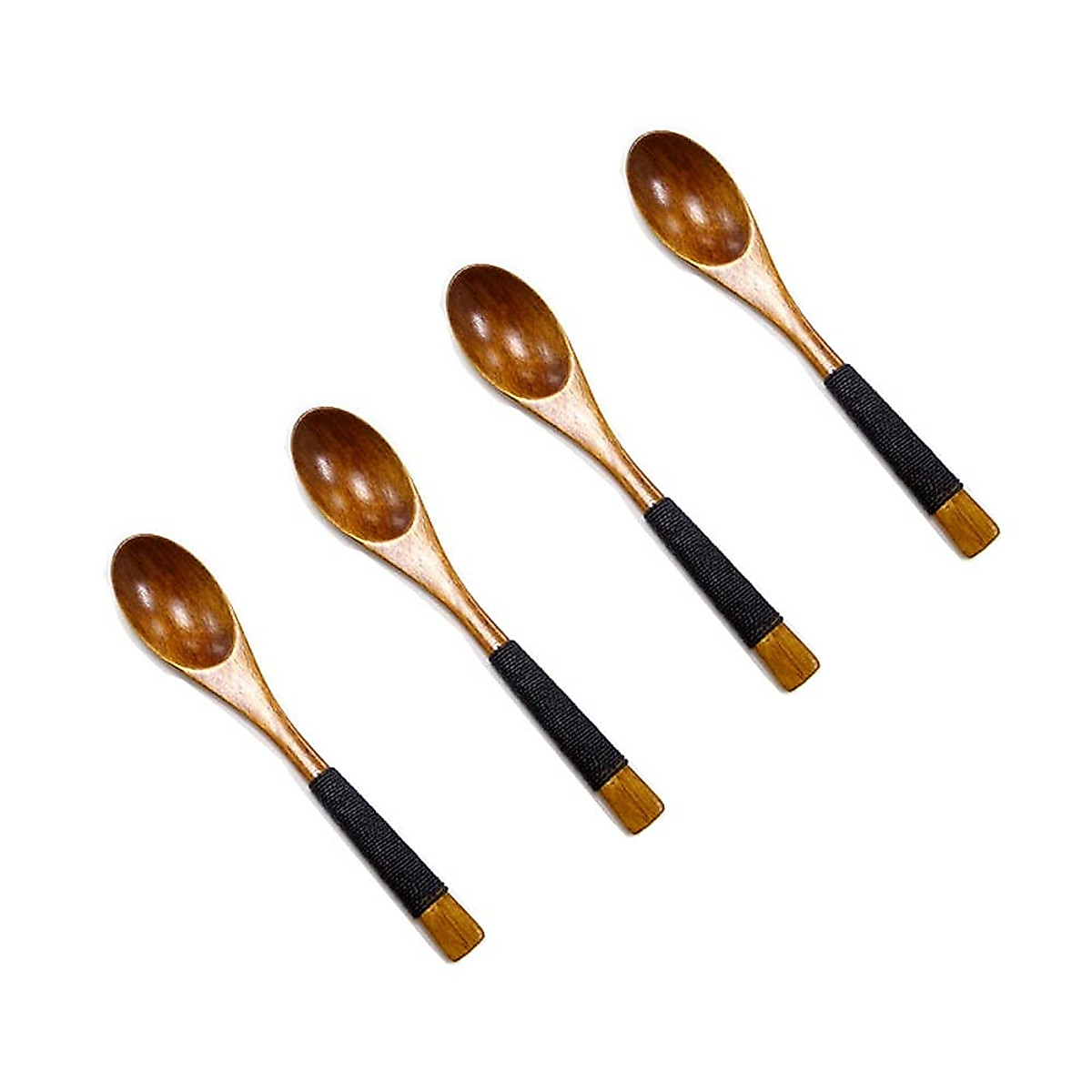 JapanBargain 2686x4, Set of 4 Wooden Dessert Spoons Coffee Spoons Yogurt Spoons Snack Spoons Ice Cream Spoons Small Children Spoons, 5-1/4 inch