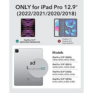 ESR iPad Keyboard Case for iPad Pro 12.9 inch (3rd, 4th, 5th, 6th Generation), Easy-Set Floating Cantilever Stand, Precision Multi-Touch Trackpad, Multi-Color Backlit Keys, Magic Keyboard, Black