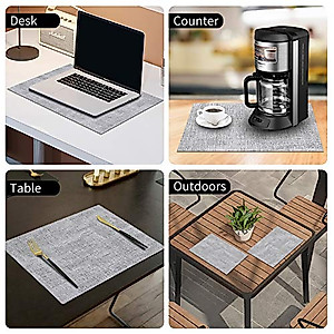 homing Faux Leather Heat Resistant Placemats Set of 6 – Waterproof Wipeable Dining PU Place Mats for Indoor & Outdoor, Easy to Clean - Light Grey