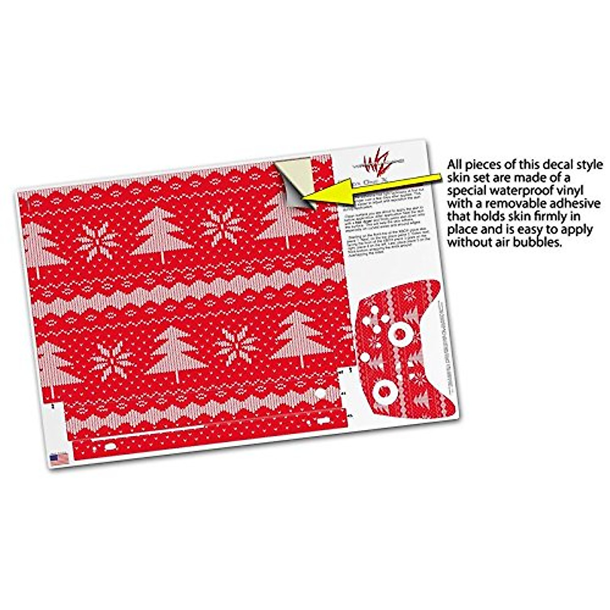 WraptorSkinz Decal Vinyl Skin Wrap Compatible with Xbox One X Console and Controller - Ugly Holiday Christmas Sweater - Christmas Trees Red 01