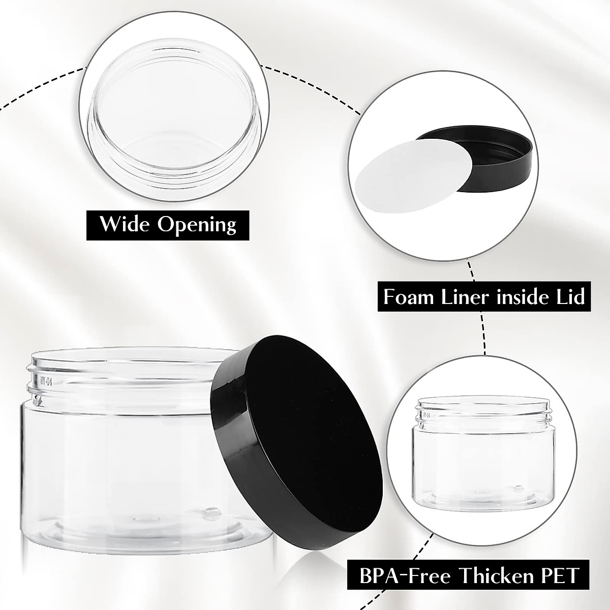 TUZAZO 4 Oz Plastic Container Jars with Lids BPA Free, 24 Pack Empty Round Clear Cosmetic Slime Jars for Lotion, Cream, Ointments, Body Butter, Makeup, Travel Storage