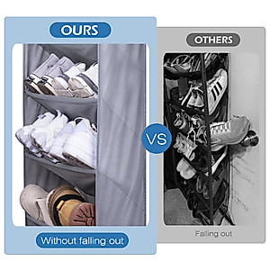 MISSLO Door Shoe Rack with Deep Pockets for 12 Pairs of Shoe Organizer Over the Door Hanger for Closet and Dorm Narrow Door Shoe Storage, Grey