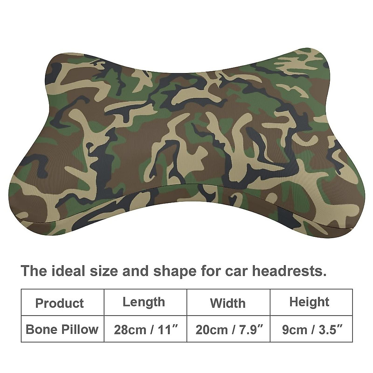 JZDACH Car Neck Pillow Memory Foam Head Rest Support Cushion Compatible with Army Classic Camouflage Pattern for Travel Car Seat, Boys Gaming Office Chair,Travel Portable Pillow
