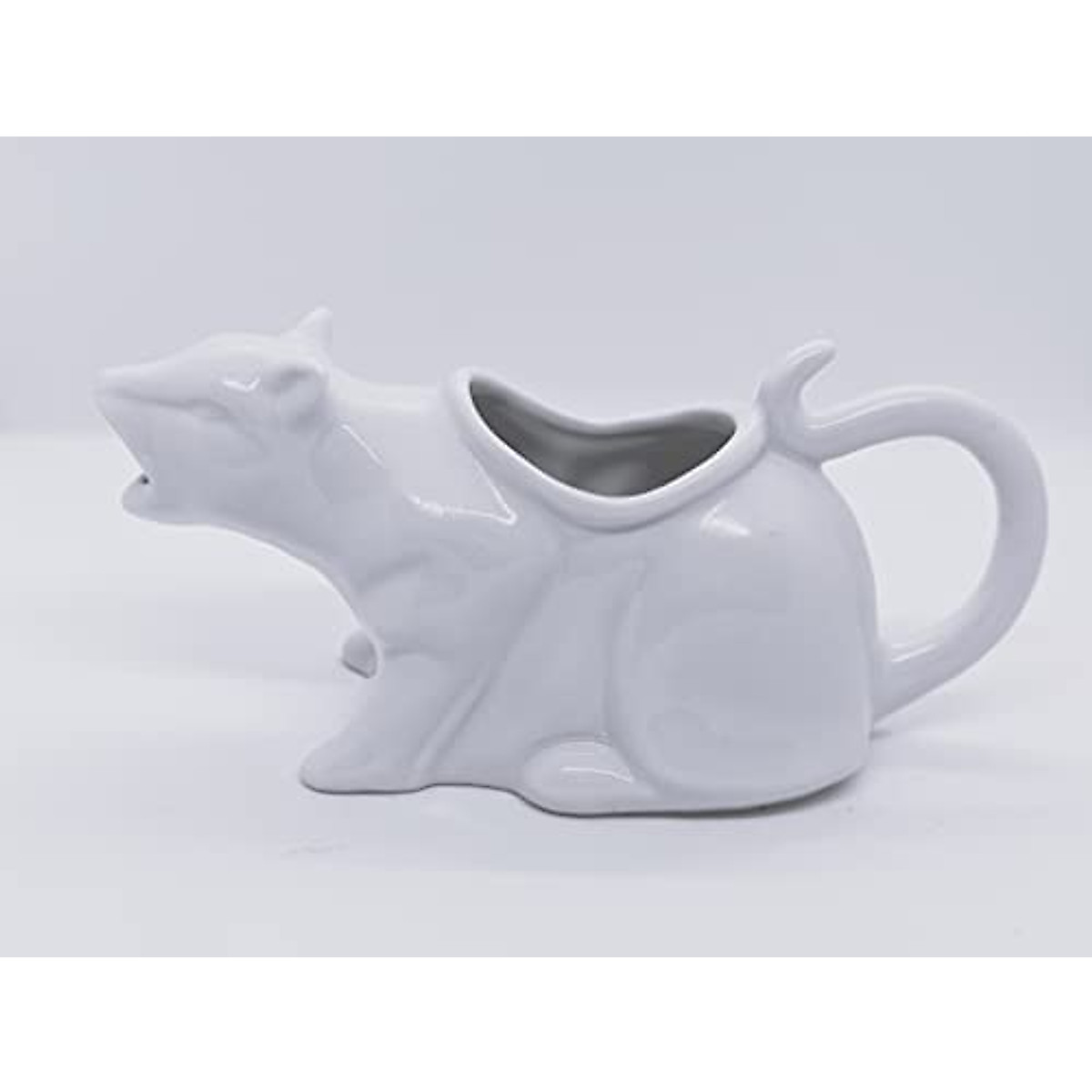 Kitcheness Puking Cat Gravy Bowl, funny kitty gravy boat, cat puking gravy boat, porcelain cat gravy boat, barfing cat shaped novelty gravy boat thanksgiving, christmas gravy boat (White)