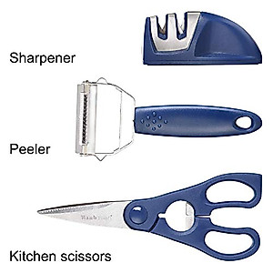 Wanbasion 16 Pieces Kitchen Knife Set Dishwasher Safe, Professional Chef Kitchen Knife Set, Kitchen Knife Set Stainless Steel with Knife Sharpener Peeler Scissors Acrylic Block