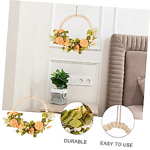 ULDIGI Faux Wood Bead Garland Green Wreath Artificial Wreath Wall Stickers& Murals Table Wreath Garland Fall Front Door Wreaths Eucalyptus Hoop Wreath Plastic Wedding Bride Lamb