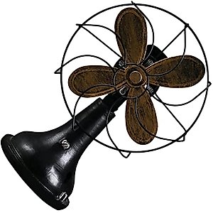 Beavorty Decorative Desk Vintage Fan Iron Retro Tabletop Model for Music Bar Shop Home Bedroom Old Fashion Classic Gifts Christmas Mantle Fireplace Decor Black