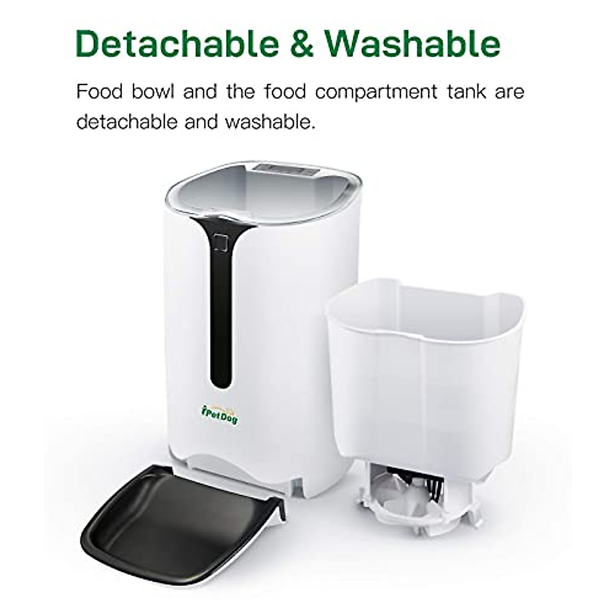 iPetDog Automatic Cat Feeder,7L Smart Auto Pet Dog Feeders, Dog and Cat Food Dispenser with Voice Recorder, Portion Control and Programmable Timer for 4 Meals