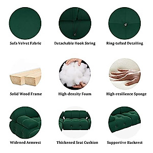 JACH 104" Convertible Modular Sectional Sofa, Minimalist Mid-Century Velvet Sofas Couches, Luxury Modern 3-Seat Wide Couch Sectional for Living Room Bedroom Office Apartment (Green)