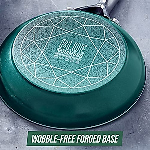 Blue Diamond Cookware Diamond Infused Ceramic Nonstick, 10" Frying Pan Skillet with Lid, PFAS-Free, Dishwasher Safe, Oven Safe, Green