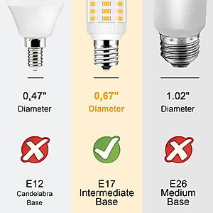 Kei d28k 4w Kel2812 Freezer Bulb Kei d28m kel 2815 ac100-265v 3.8w Refrigerator Light Bulb, E17 Intermediate Base LED Bulb Fit for Kenmore Refrigerator, Microwave Range Hood Bulb, 6W 3000K, 2 Pack