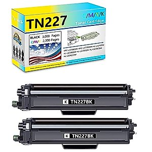Tn227bk Toner Cartridge Tn227 Black for Brother Tn-227 Bk Tn 227 Tn-227bk Mfc-l3770cdw Hll3230cdw Tn-223bk Hl-l3270cdw Hll3270cdw Mfc-l2710dw High Yield Black x 2
