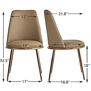 Sepnine Dining Chairs Set of 2,PU Upholstered Leather Side Chairs,Modern Kitchen Room Chairs Vanity Chairs with Rose Golden Legs for Kitchen Living Room