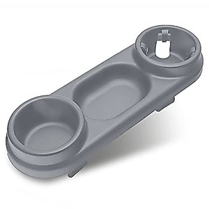 Universal Stroller Snack Tray - with Cup Holders - Upgraded Stroller Bar Attachment; Dual Non-Slip Grip Clip, Gray/Black (Gray)