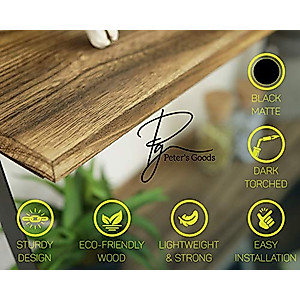 Peter's Goods 2-Tier Modern Rustic Floating Wall Shelves, Rustic Brown - Modern Farmhouse Wall Mounted Decor Book or Knick Knack Shelf for Laundry Room, Bathroom, Kitchen, Bedroom, Office and More