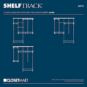 ClosetMaid ShelfTrack Wire Closet Organizer System, Adjustable from 5 to 8 Ft., With Shelves, Clothes Rods, Shoe Shelf, Hardware, Durable Steel, White