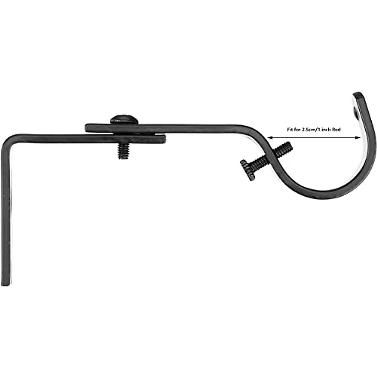 Amazon Basics Adjustable Curtain Rod Wall Bracket Hooks, Set of 2, Black