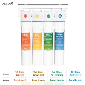 11 inch AQUAVI Twist Sediment Water Filter for Reverse Osmosis RO System Quick Connect Replacement or Add-on, Improve Water Taste