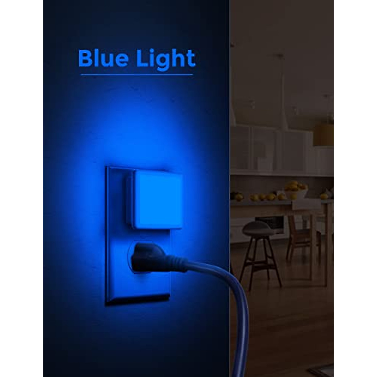 LOHAS Blue LED Night Lights, 4 Pack Dusk to Dawn Sensor Blue Plug into Wall Light for Kids, Blue Plug in Night Light, Auto On/Off Nightlight Ideal for Home Decor, Kid’s Room, Bedroom, Kitchen, Hallway