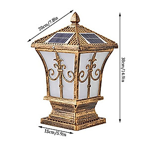 JSBDPHW European Style Post Light Solar Pillar Lamp Bronze Aluminum Column Light Acrylic Lamp Shade Outdoor Waterproof Pillar Pole Lamp Suitable for Villa Courtyard Garden